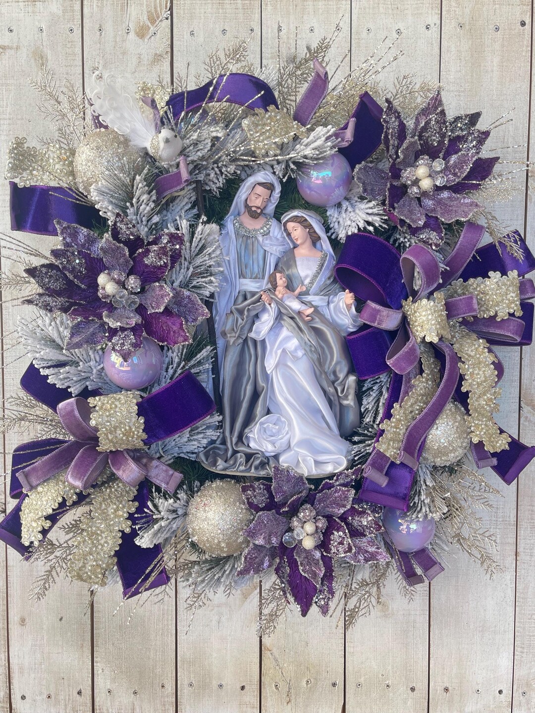 Nativity the Holy Family 30” Large Christmas Wreath for Front Door ...
