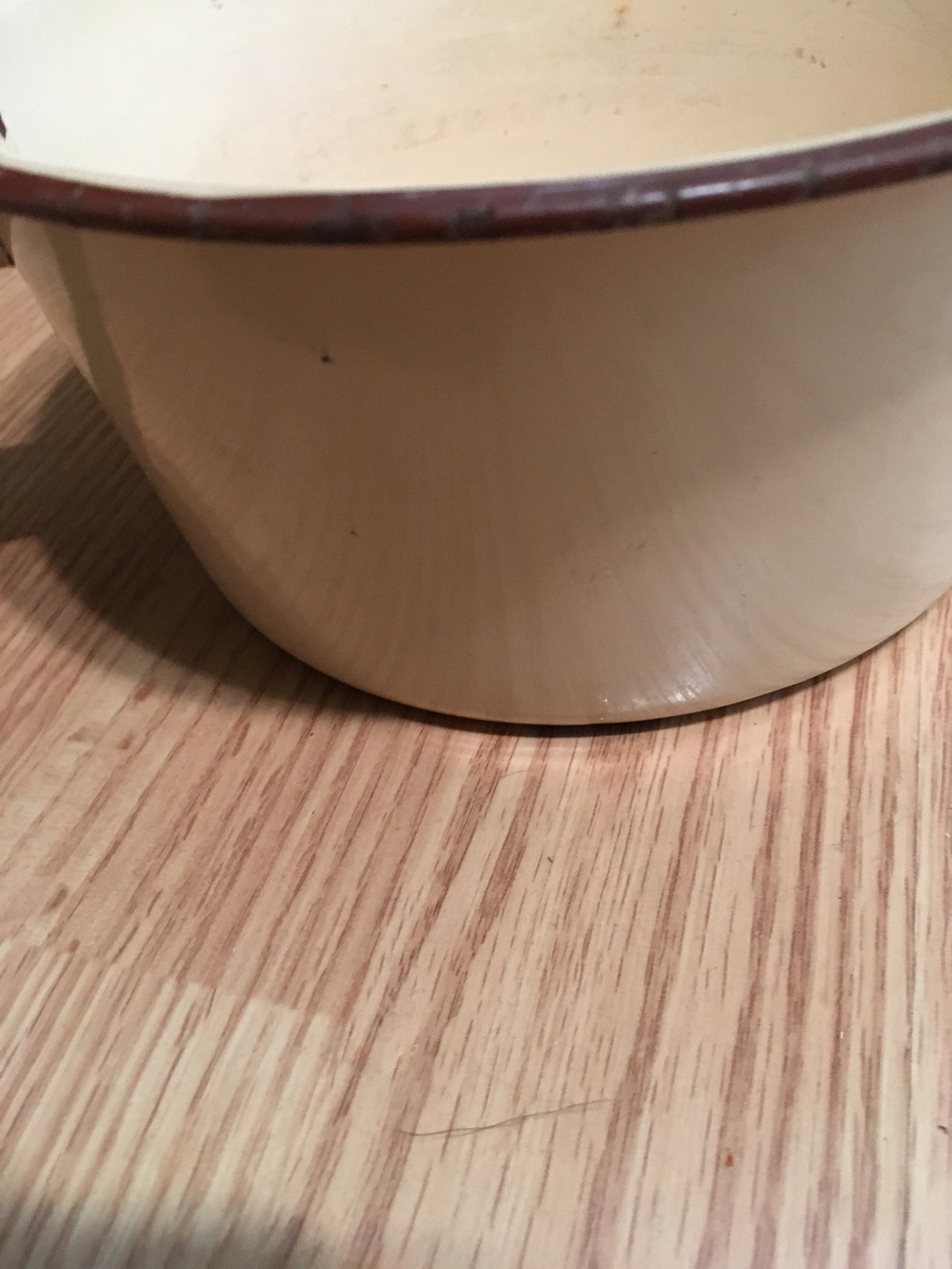 Small Yellow Enamelware Pan With Brown Trim - Etsy