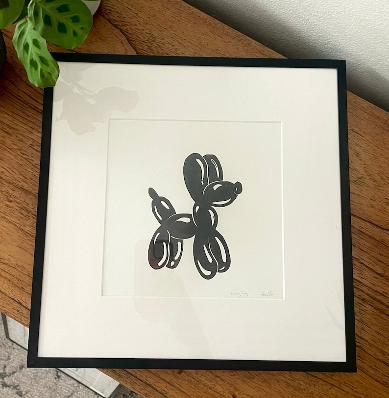 Balloon Dog Lino Print Art: Hand-pressed Linoleum Print - Etsy