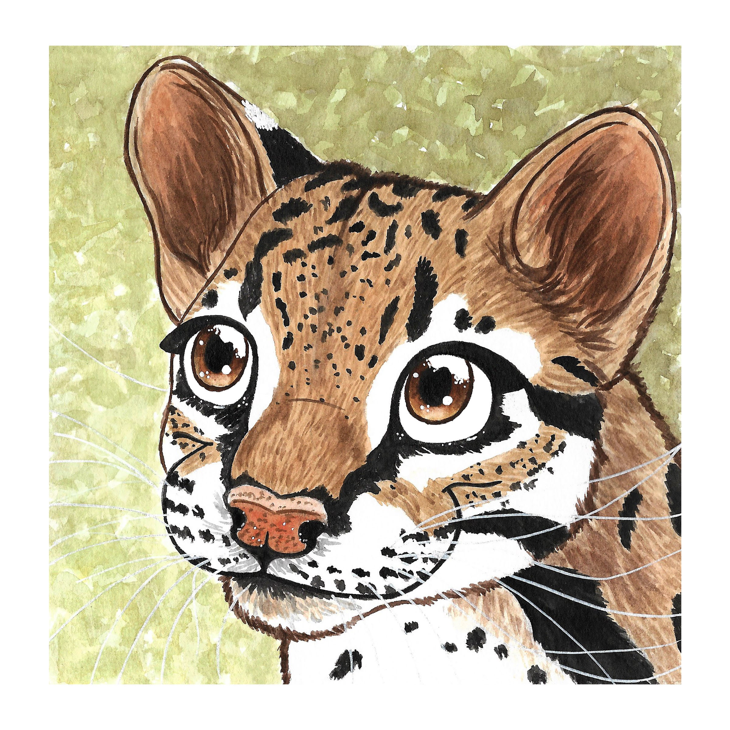 Digital Download Ocelot print Printable art cartoon animal | Etsy