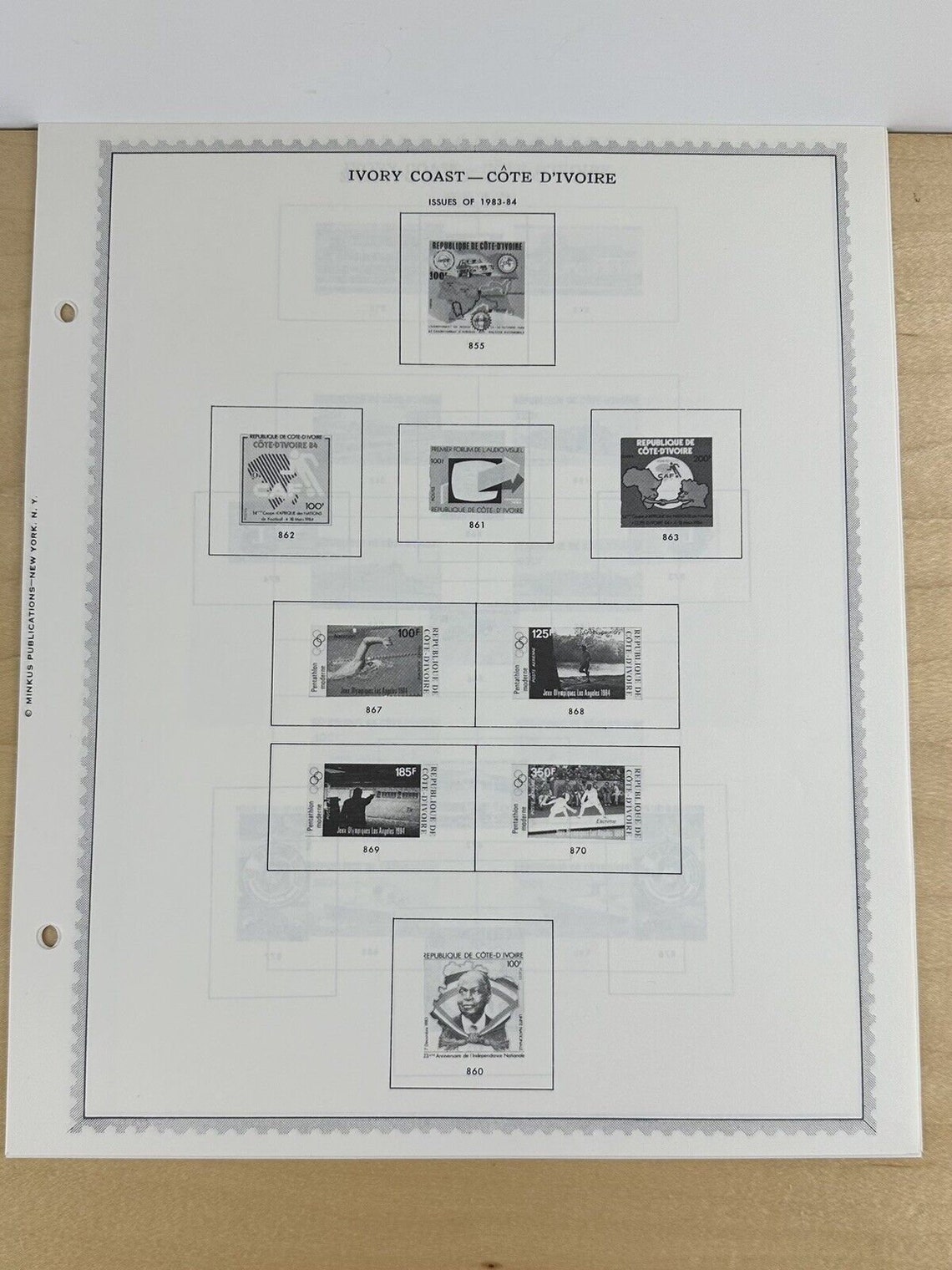 Minkus Stamp Album Pages for 2 Post Album Stamp Supplement Pages Ivory ...