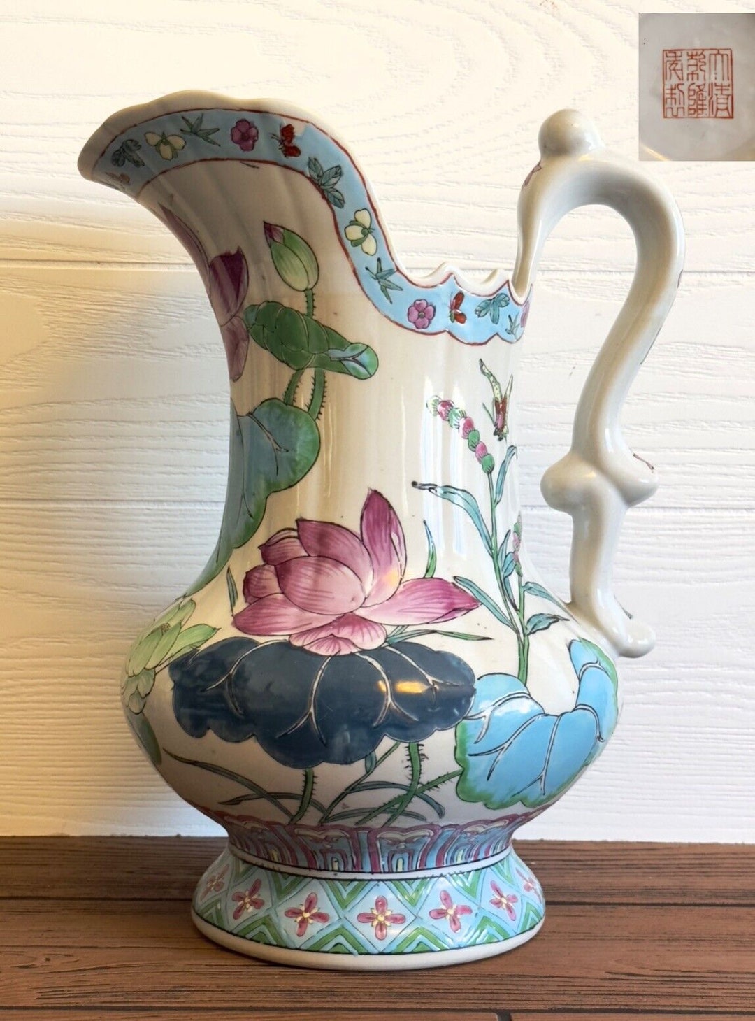 Chinese Famille Rose Porcelain Water Jug Heavy Enamel Pitcher Qianlong ...