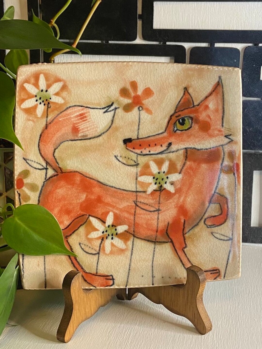 Cute Fox Plate 7x7 Decorative Wall Plate With Happy Fox Hand Made Wall ...