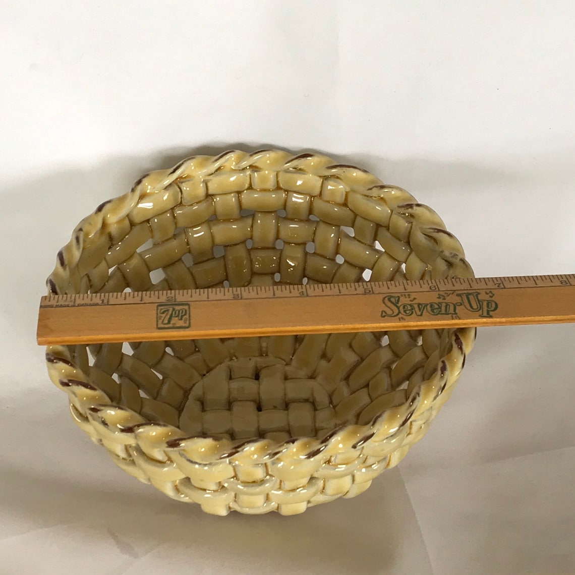 Vintage Ceramic Basket Weave Bowl Yellow Ceramic Bowl in Basketweave ...