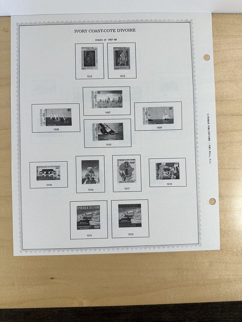 Minkus Stamp Album Pages for 2 Post Album Stamp Supplement Pages Ivory ...