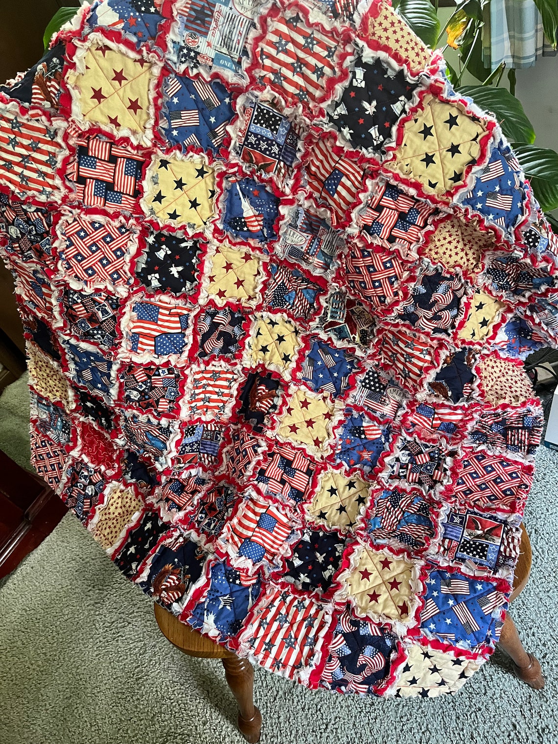 Red, White and Blue Lap Rag Quilt - Etsy