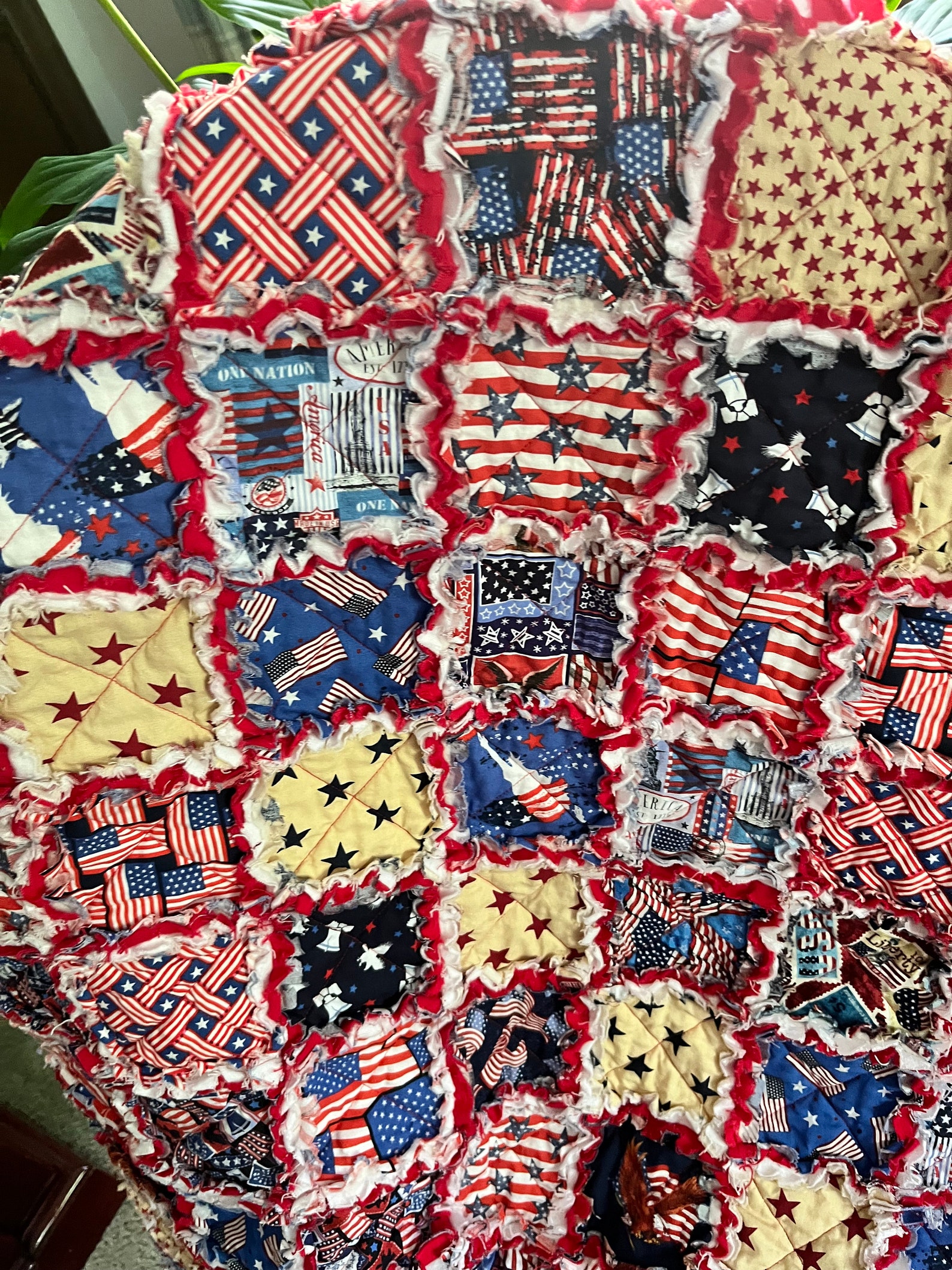 Red, White and Blue Lap Rag Quilt - Etsy