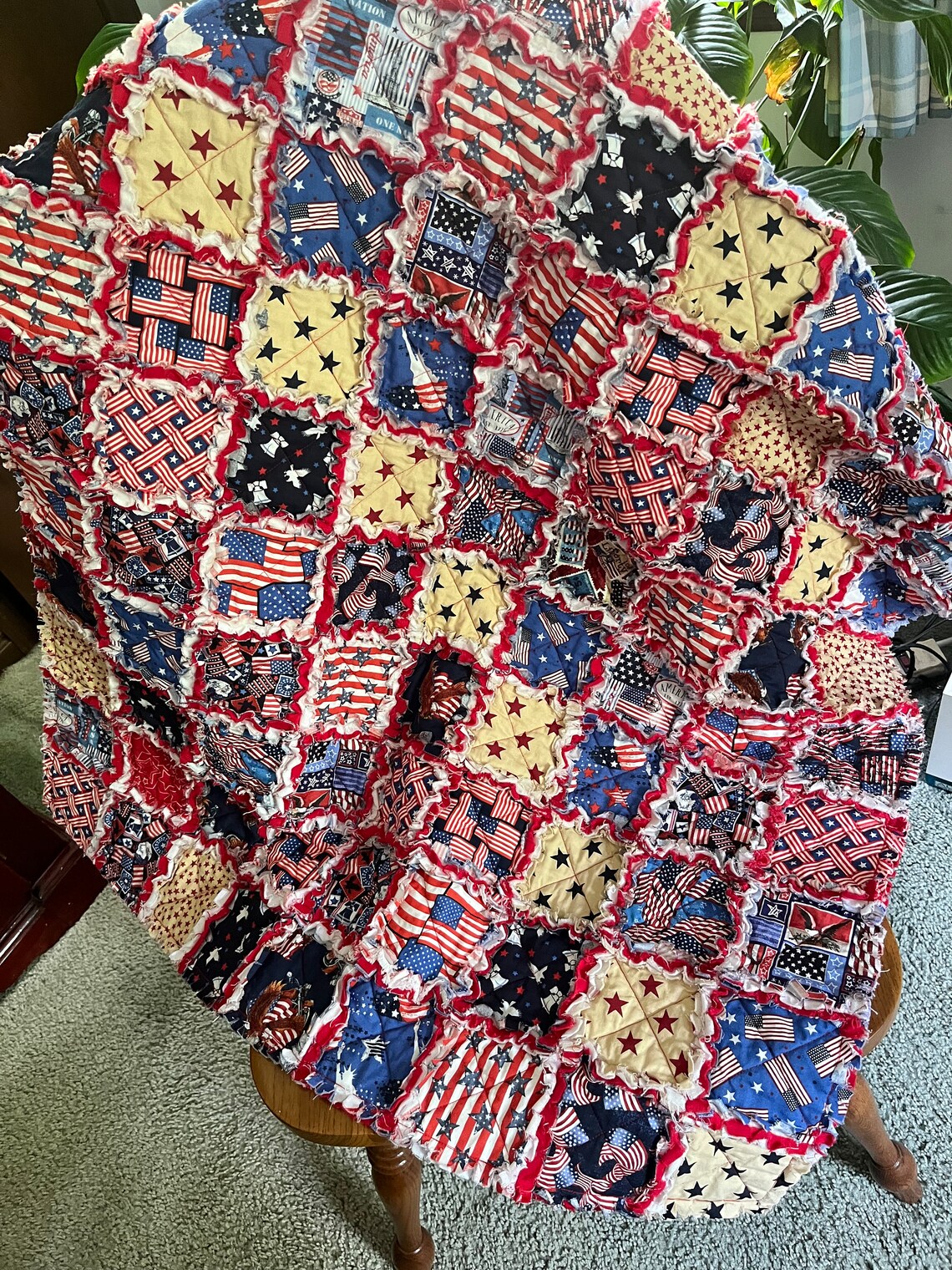 Red, White and Blue Lap Rag Quilt - Etsy