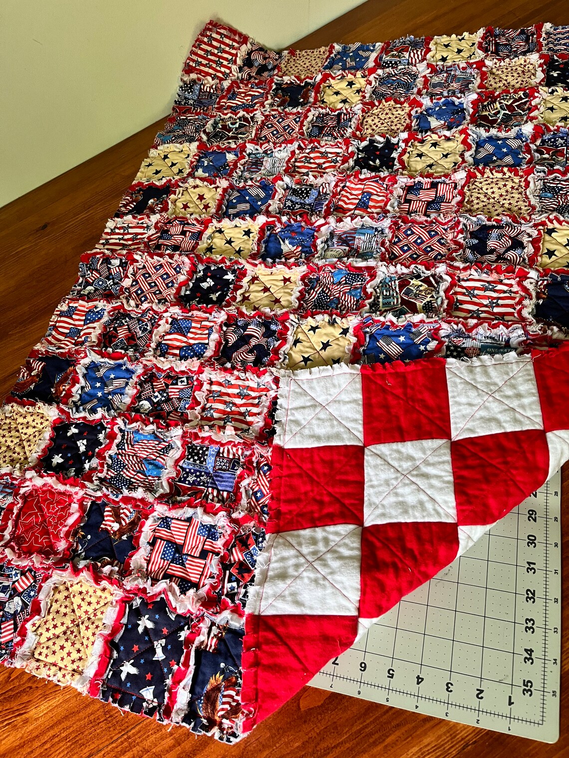 Red, White and Blue Lap Rag Quilt - Etsy