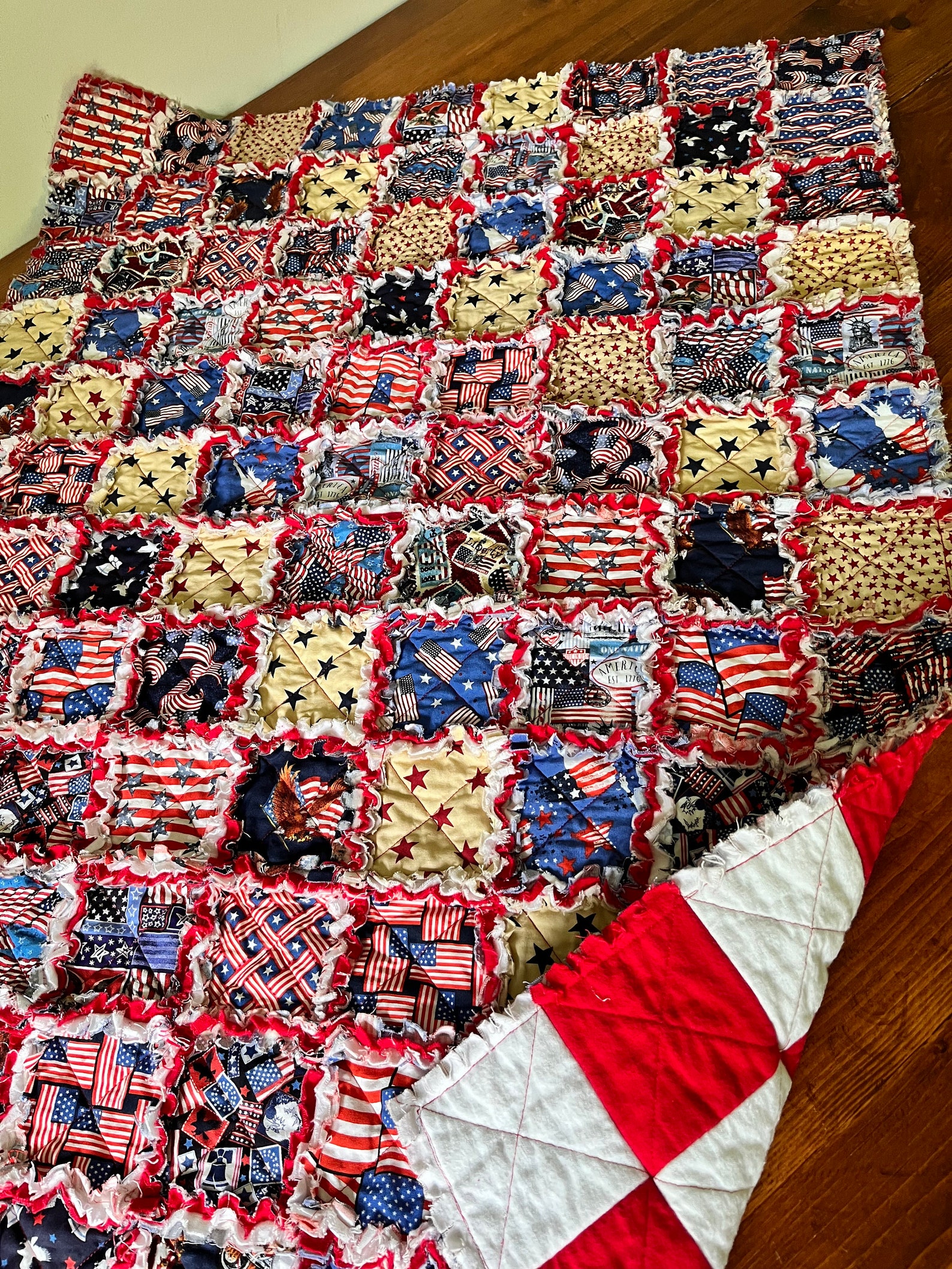 Red, White and Blue Lap Rag Quilt - Etsy