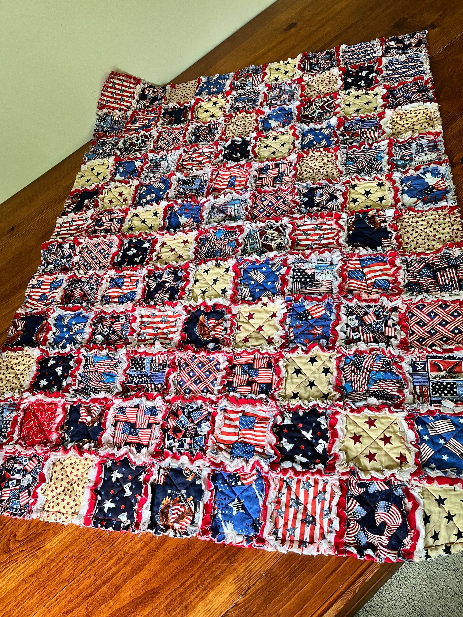 Red, White and Blue Lap Rag Quilt - Etsy