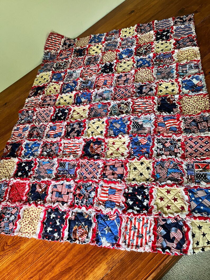 Red, White and Blue Lap Rag Quilt - Etsy