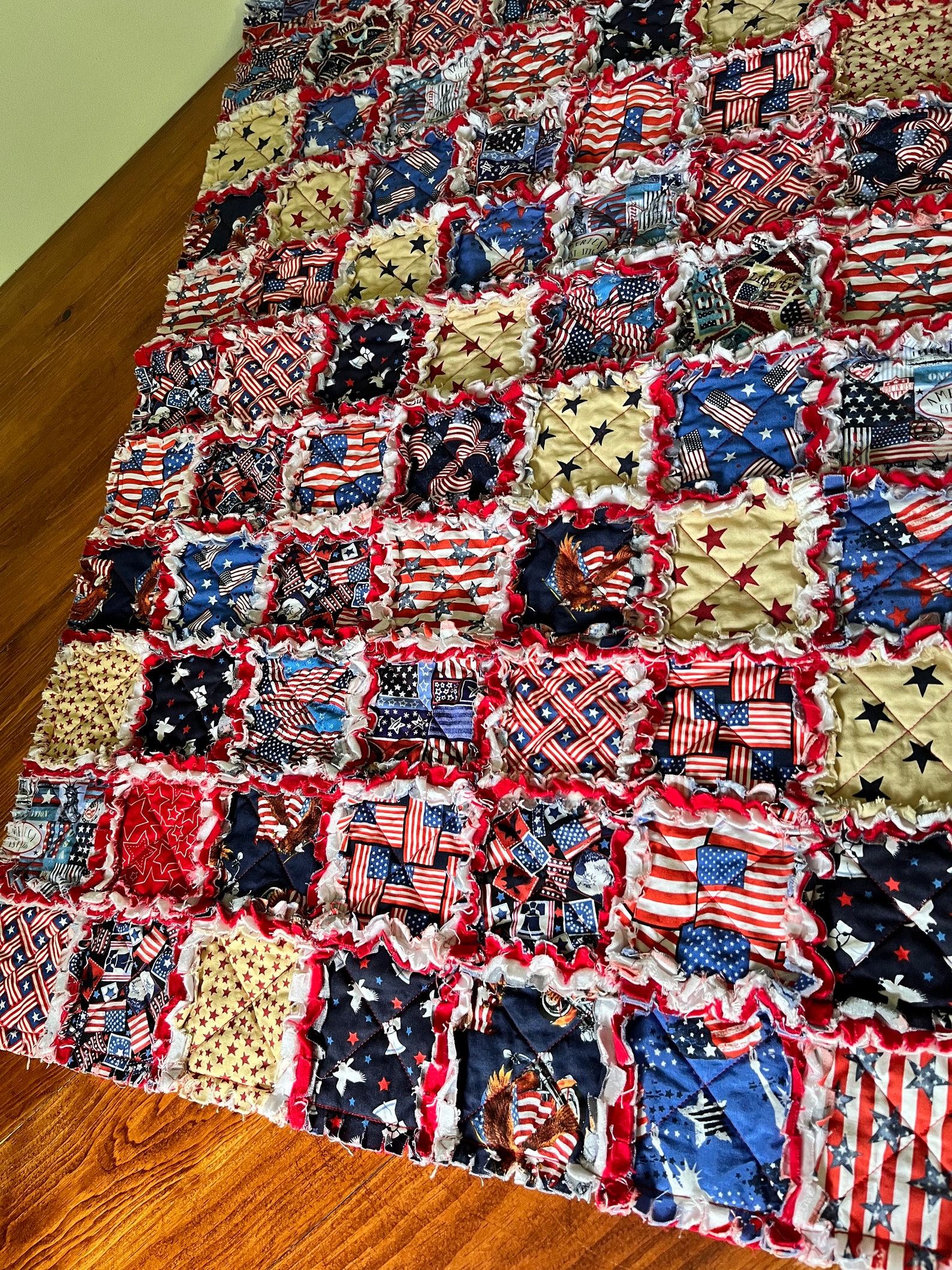Red, White and Blue Lap Rag Quilt - Etsy