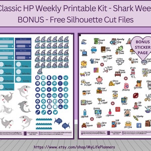 Shark Week, Sticker Kit, Classic Happy Planner Printable Stickers ...