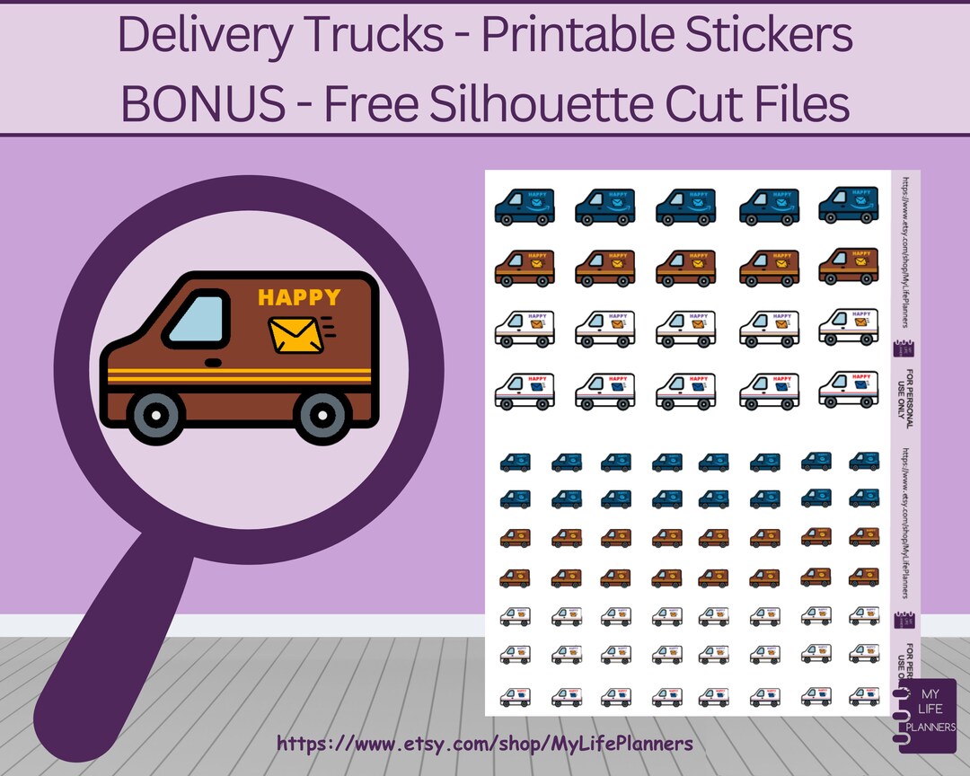 Delivery Truck Planner Stickers: Printable Stickers (PDF Digital ...