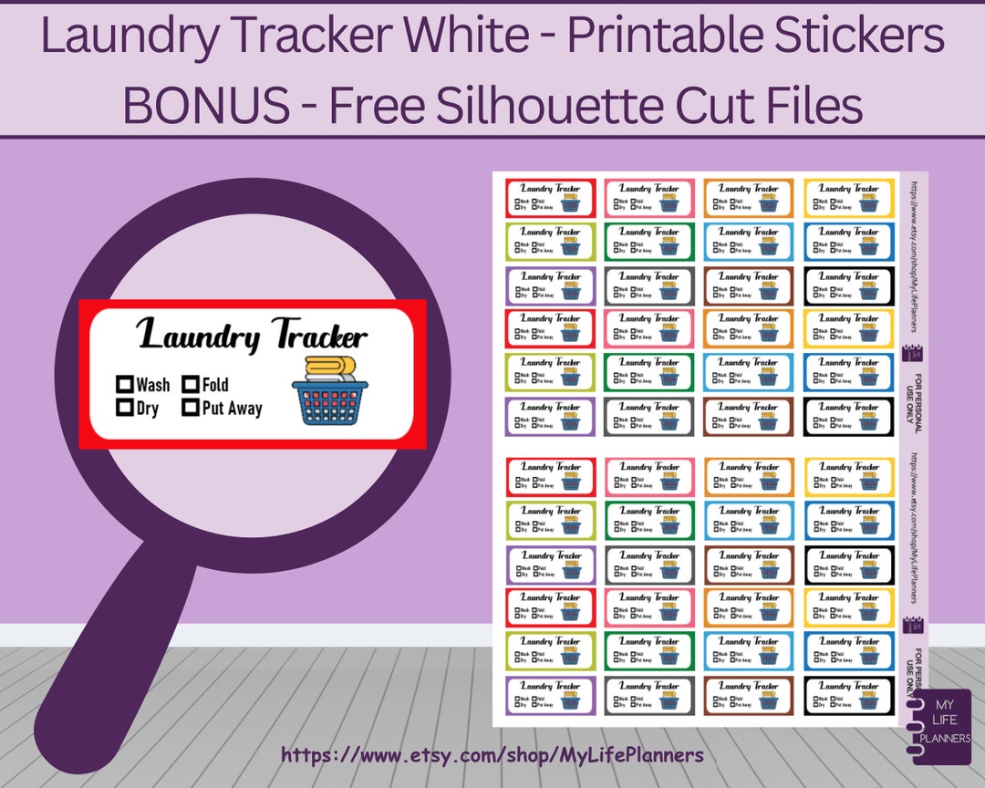 Laundry Tracker, White, Laundry, Tracker, Printable Stickers, Planner ...