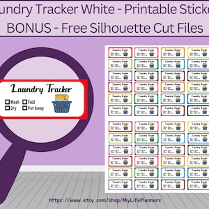 Laundry Tracker, White, Laundry, Tracker, Printable Stickers, Planner ...