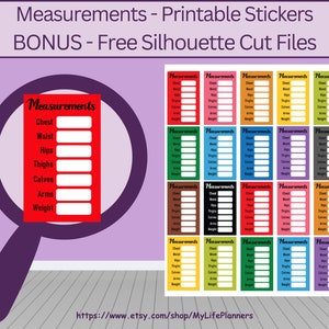 Measurement Printable Planner Stickers, Printable Stickers, Measurement ...
