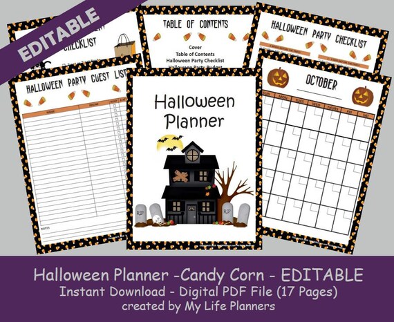Halloween Planner Candy Corn Halloween Party Kit Halloween | Etsy