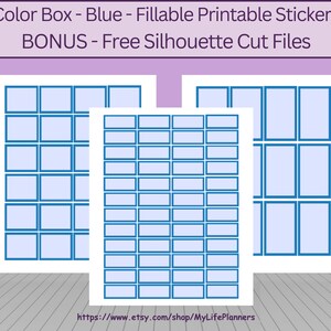 Blue Color Box Stickers, Planner Stickers, Full Box, Half Box ...