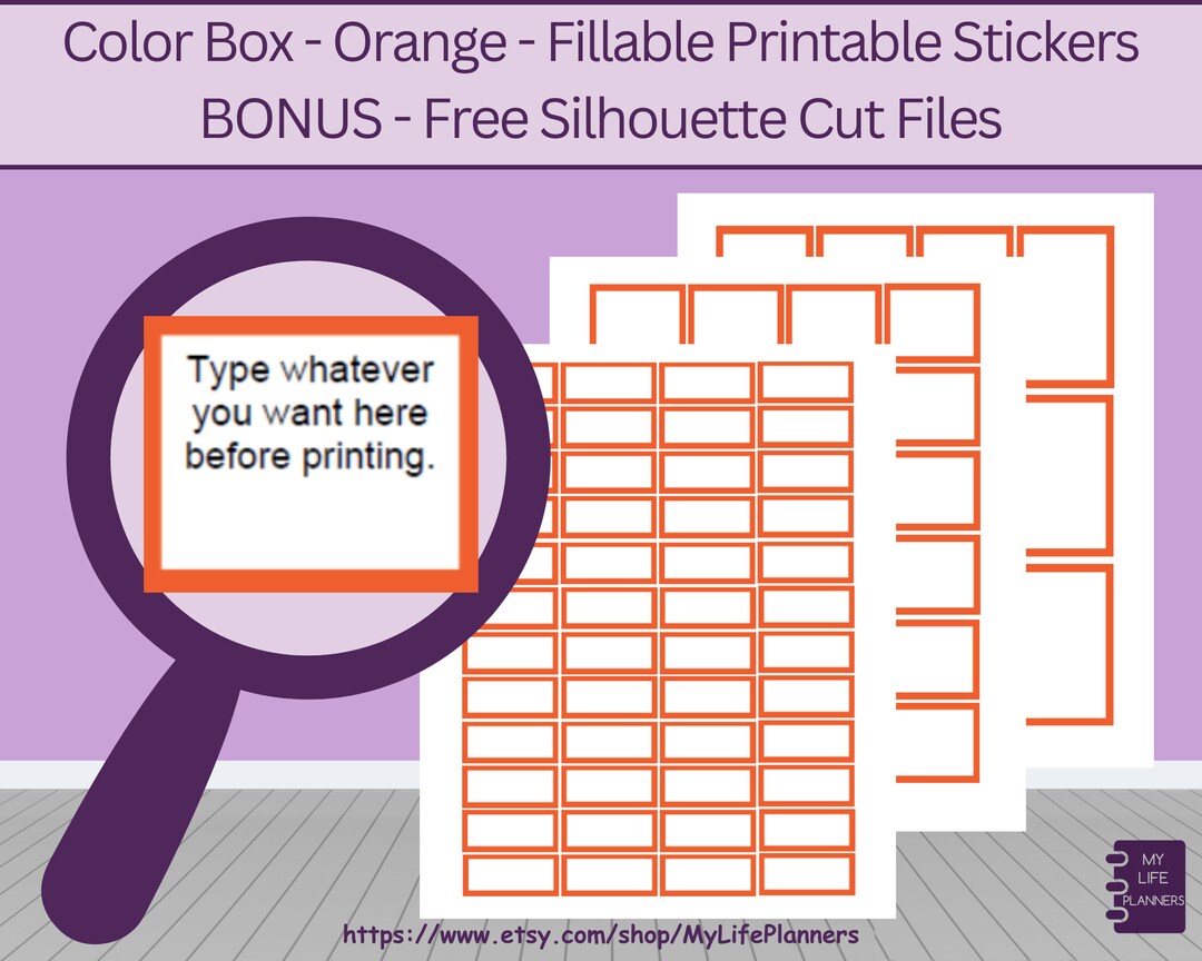 Orange Color Box Stickers Planner Stickers Full Box Half - Etsy