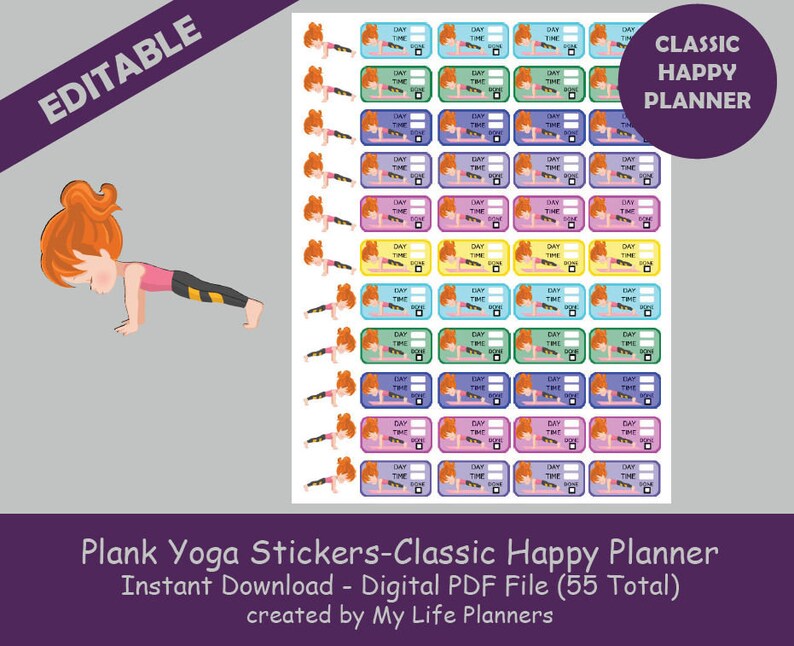 Plank Pose Plank Challenge Yoga Planner Stickers - Etsy