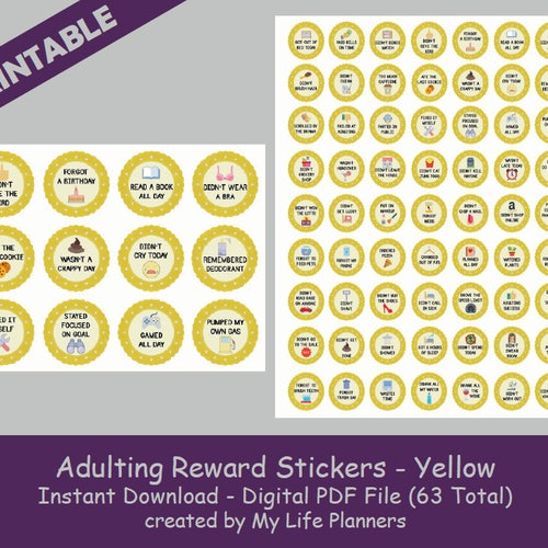 Adulting Reward Planner Stickers Blue Adult Award Stickers | Etsy