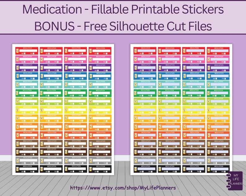 Medication Tracker Stickers: Fillable Planner Stickers (PDF Digital ...