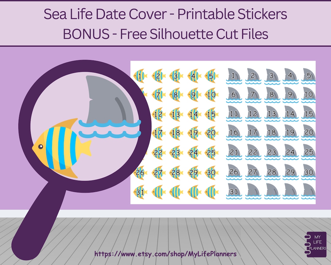 Date Cover Stickers, Sea Life, Countdown Stickers, Number Stickers ...