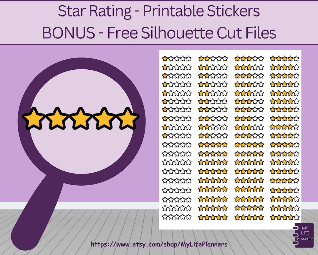 Star Rating Planner Stickers: Printable Movie/book Review (PDF Digital ...