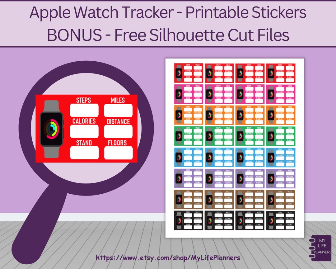 Apple Watch Tracker Planner Stickers, Fitness Tracker, Printable ...