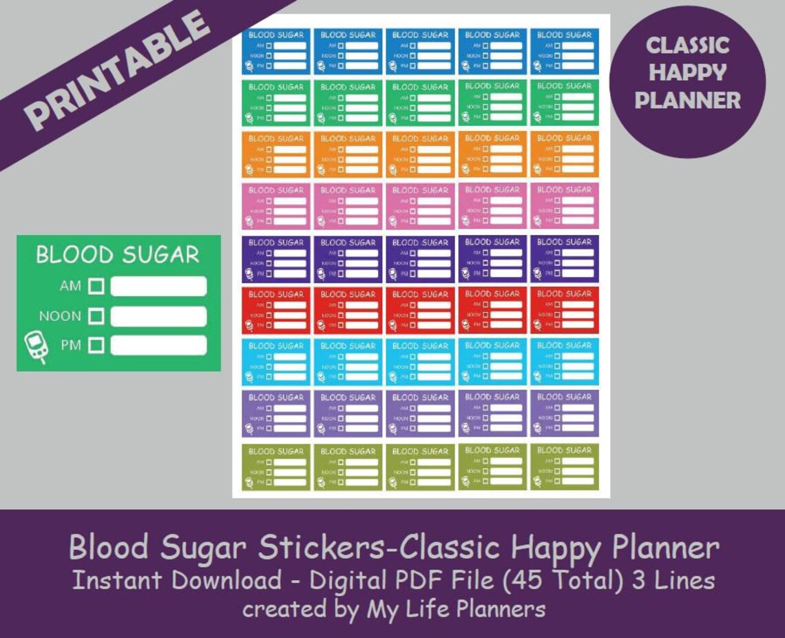 Blood Sugar Tracker Stickers Glucose Monitor Sticker 3 Line | Etsy