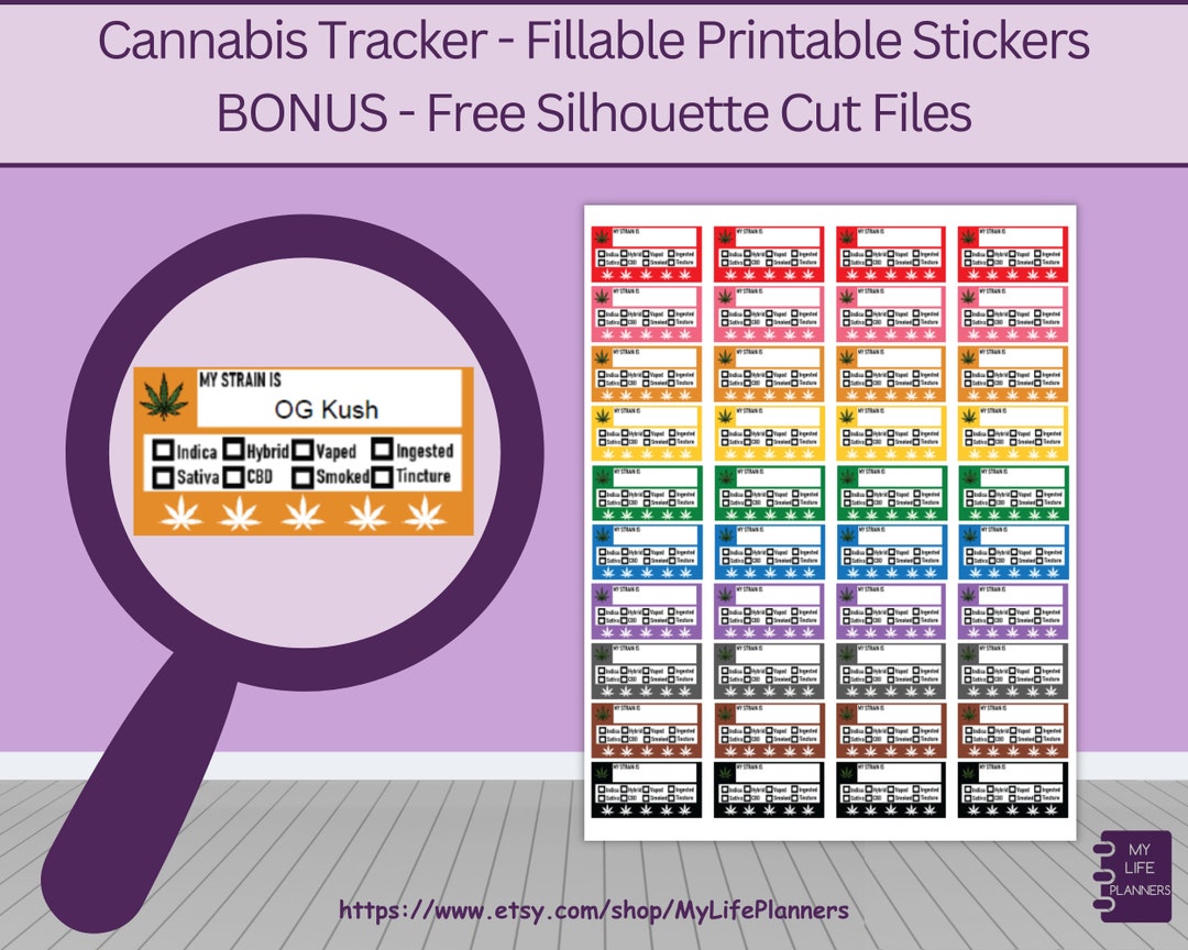 Cannabis Tracker, Strain Tracker, Weed Tracker, Fillable, Printable Stickers, Planner Stickers ...