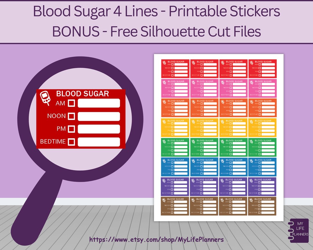 Blood Sugar Tracker Stickers, Glucose Monitor Sticker, 4 Line ...