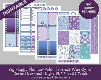 Polar Friends CLASSIC Happy Planner Printable Stickers Weekly | Etsy