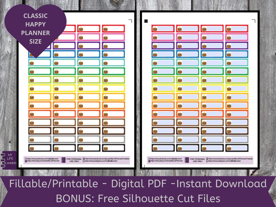 Birthday Planner Stickers Printable Planner Stickers - Etsy