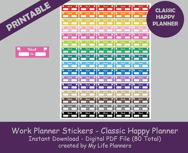 Work Planner Stickers Printable Work Job Schedule Sticker | Etsy