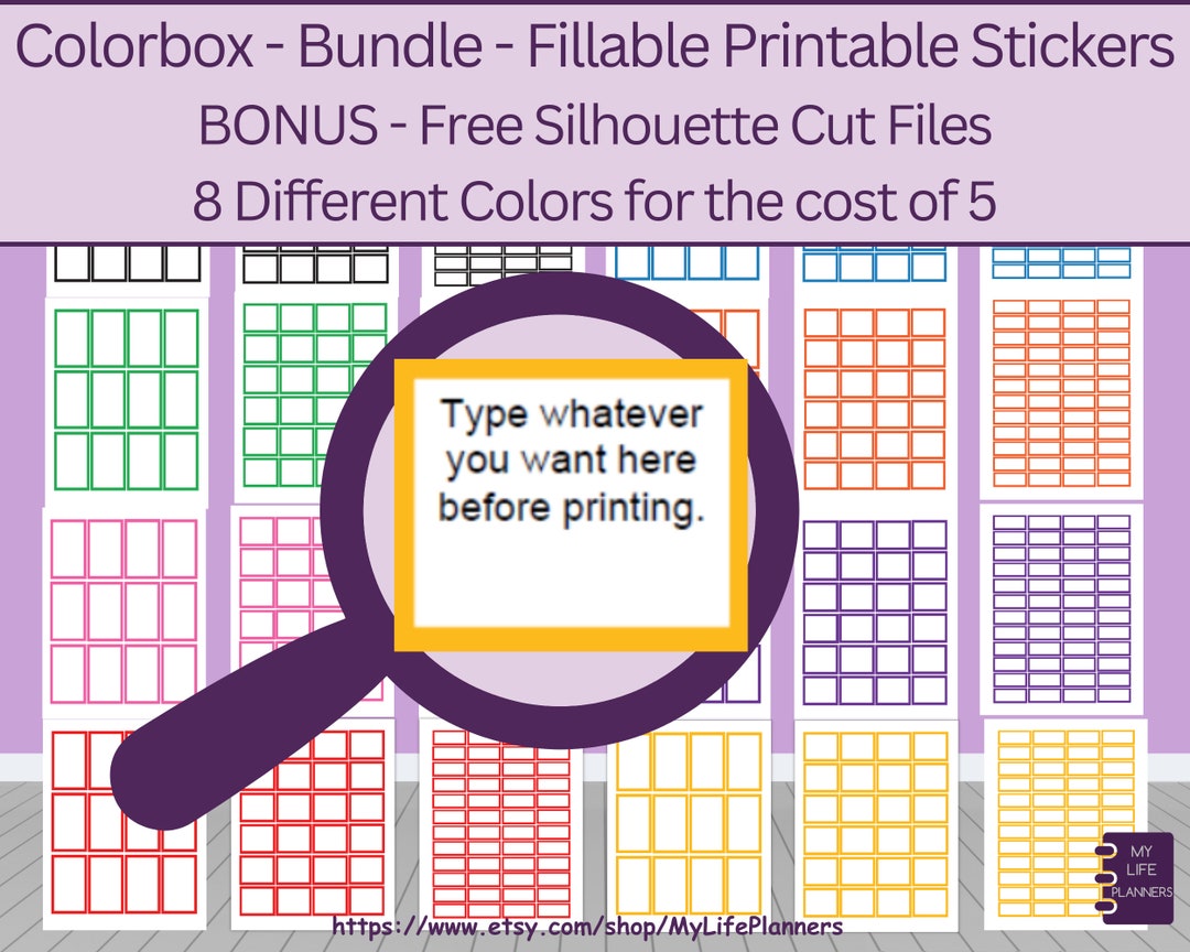Bundle Color Box Stickers, Stickers, Full Box, Half Box, & Quarter Box ...