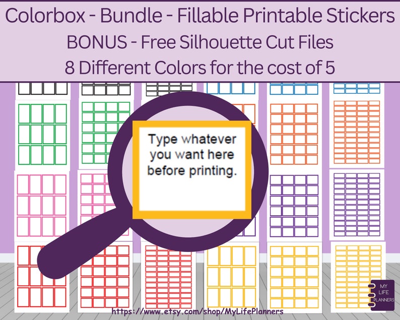 Color Box Planner Stickers: Fillable Printable Bundle (PDF Download) - Etsy
