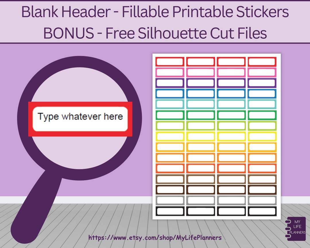 Blank Header Stickers, Fillable, Printable Stickers, Planner Stickers ...