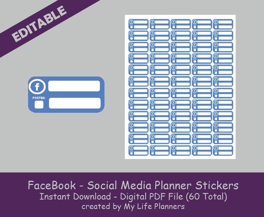 FaceBook Social Media Planner Sticker Social Media Stickers | Etsy