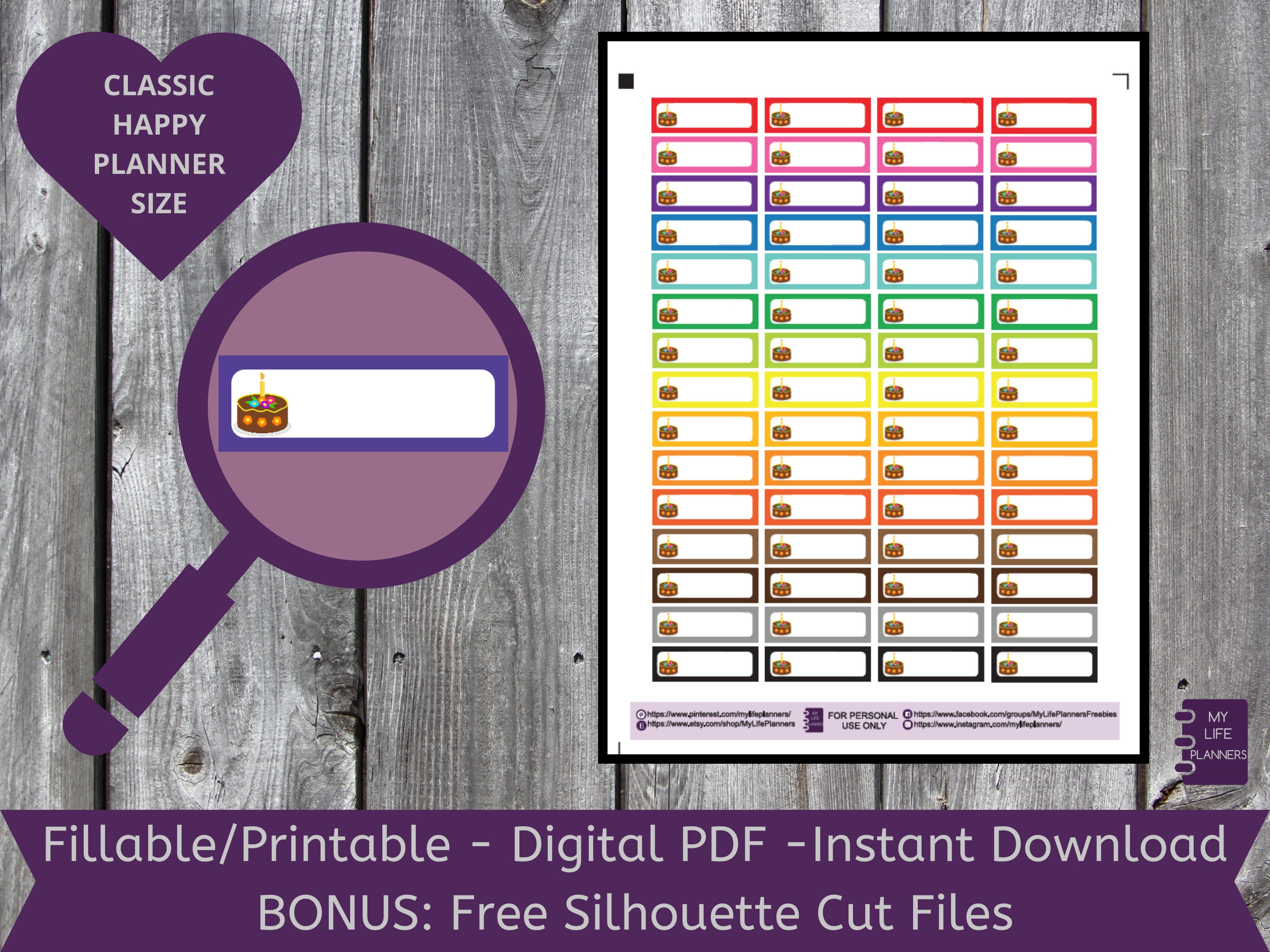 Birthday Planner Stickers Printable Planner Stickers - Etsy