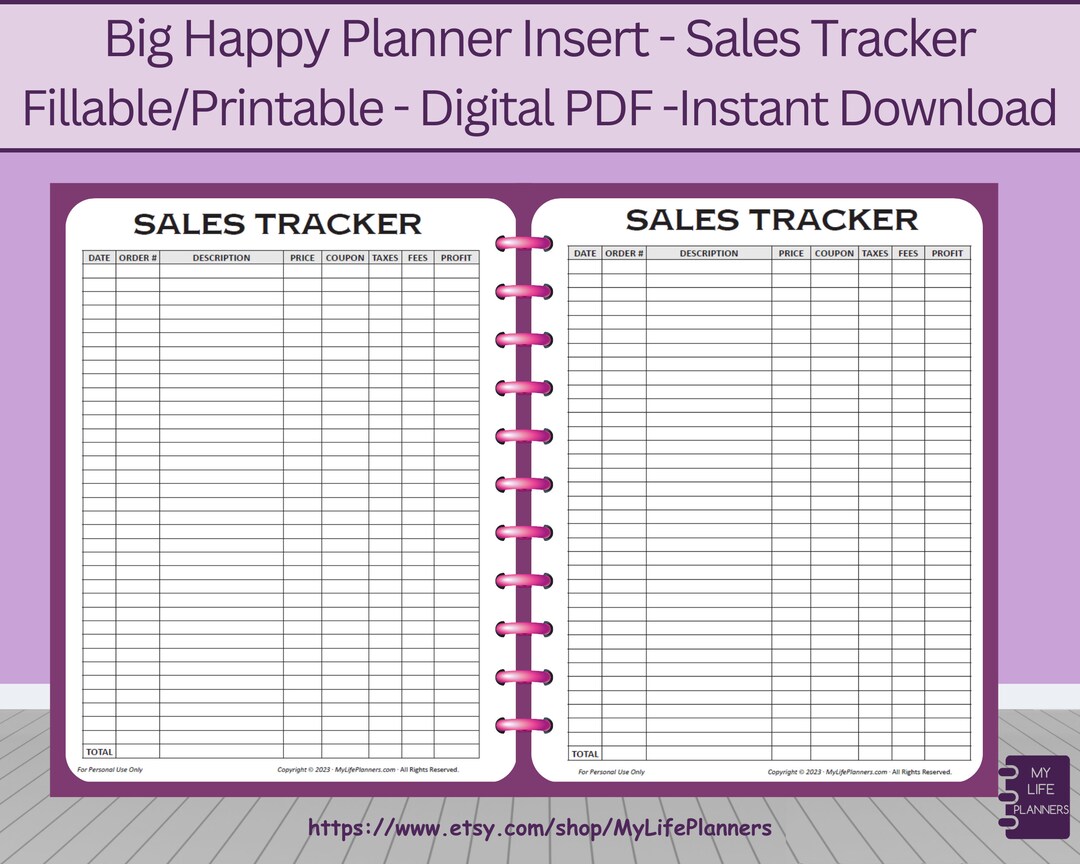 Sales Tracker, Fillable, Printable, Planner Inserts, Happy Planner ...