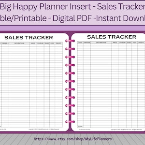 Sales Tracker, Fillable, Printable, Planner Inserts, Happy Planner ...