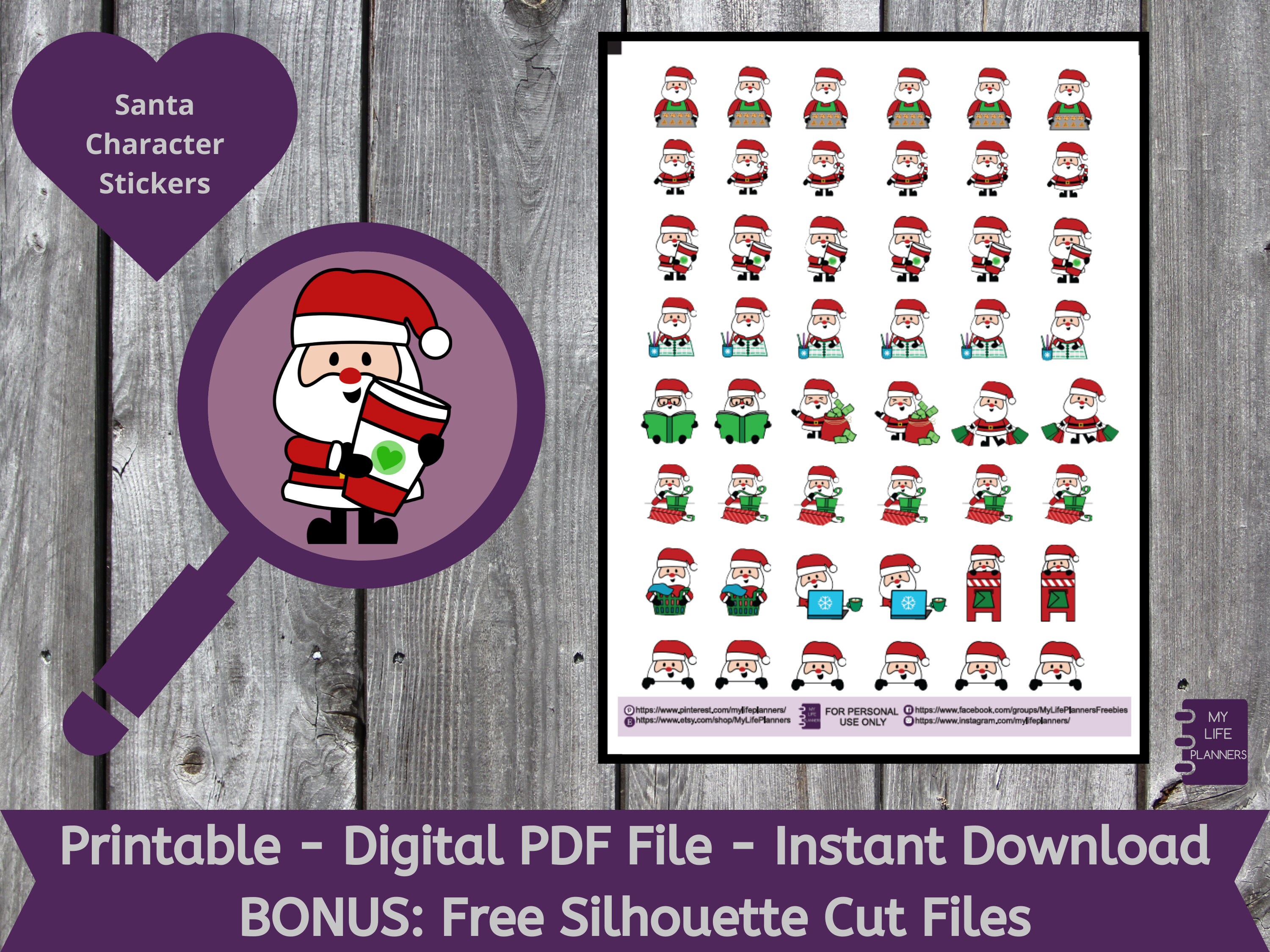 Santa Santa Claus Planner Stickers Chores Printable - Etsy