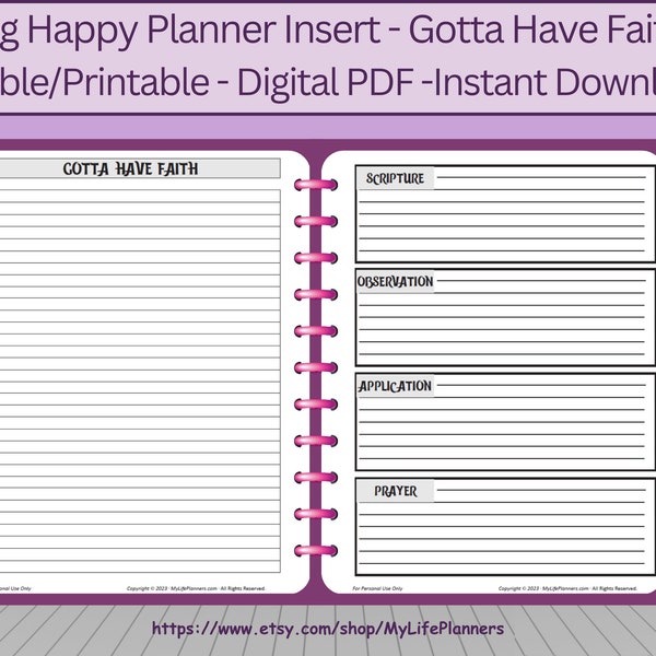 Faith Planner Insert - Etsy