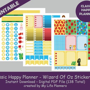 Wizard of Oz CLASSIC Happy Planner Printable Stickers Weekly - Etsy