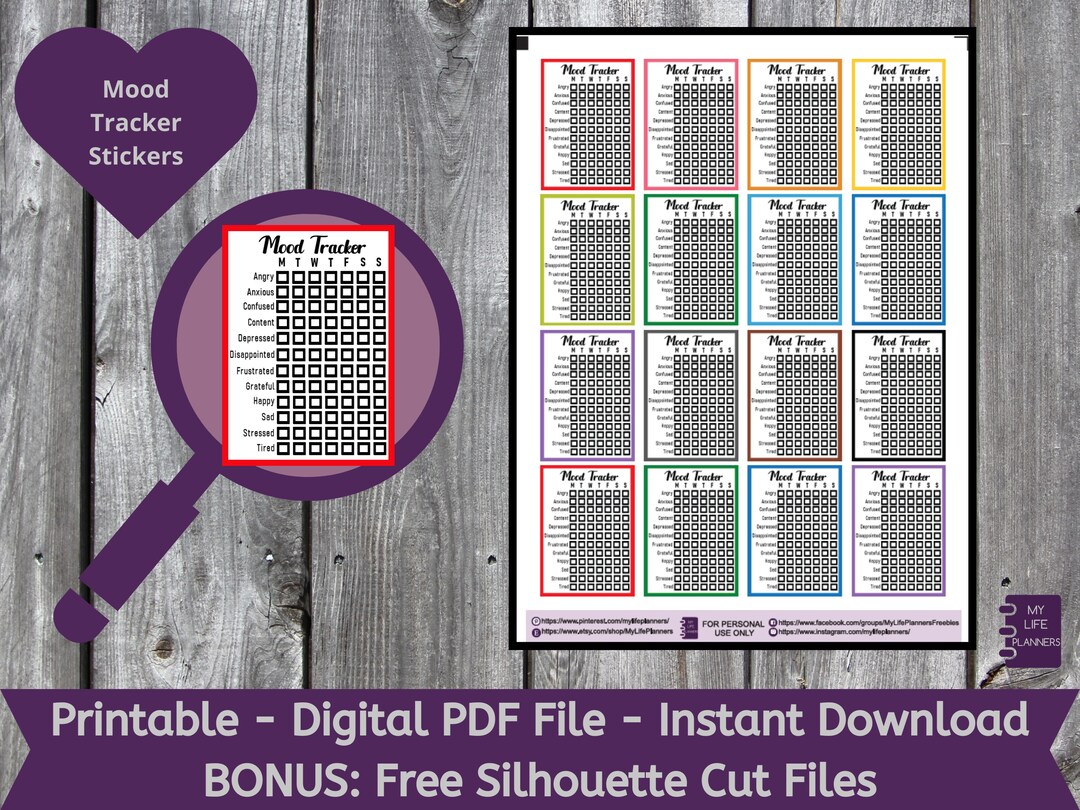 Mood Tracker Planner Stickers Printable Stickers Planner - Etsy
