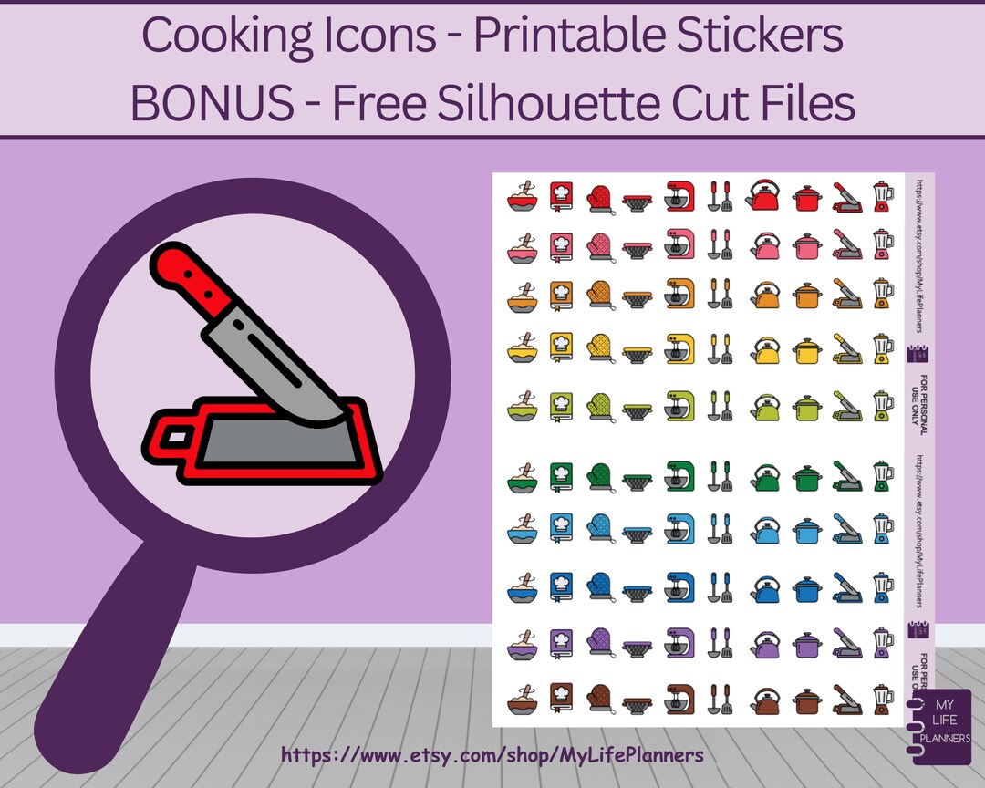 Cooking Icon Stickers Cooking Icon Printable Stickers - Etsy