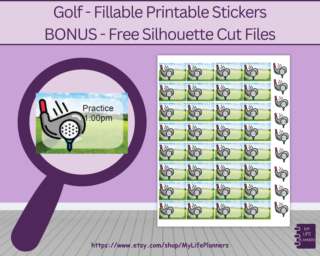 Golf Stickers, Fillable, Planner, CLASSIC Happy Planner, Erin Condren ...